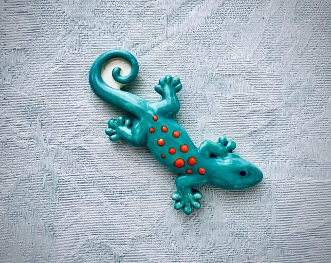 Turquoise Ceramic Gecko for Mosaic Garden Art, Stepping Stone or Bird ...