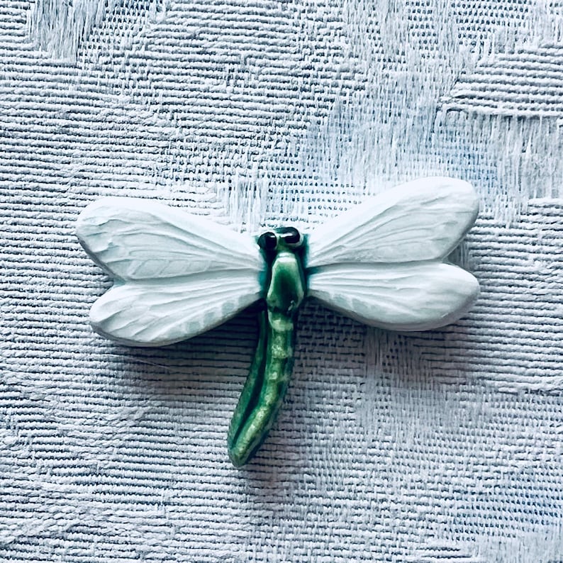 Small Green Ceramic Dragonfly, Hand Painted Art Tile, Garden Mosaic ...
