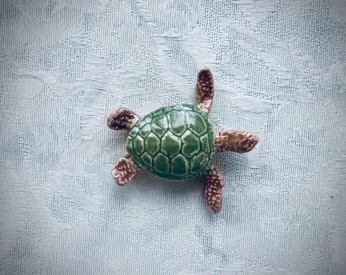 Green Ceramic Sea Turtle Tile for Mosaic Seascape Art, Sea Life Shower ...