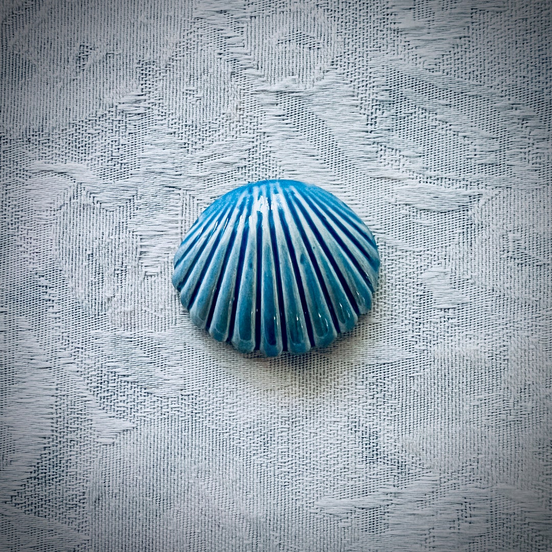 Blue Ceramic Shell for Mosaic Seascape Art, Shower Wall or Beach ...