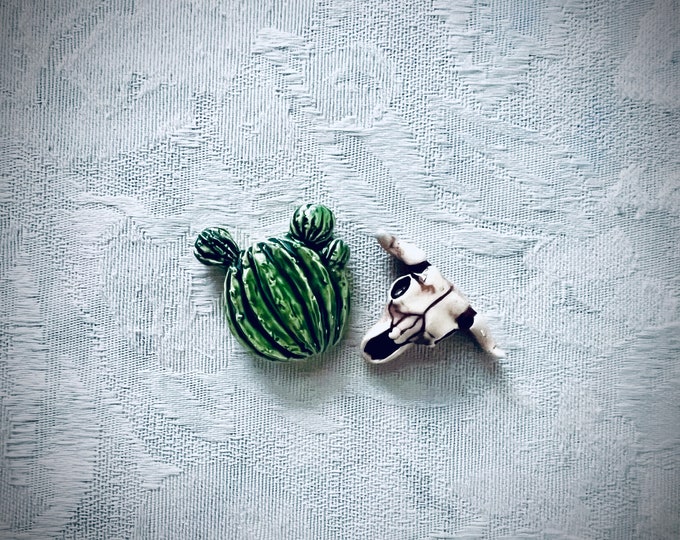 Ceramic Desert Tiles for Mosaic Southwest Art, Cactus & Cow Skull ...