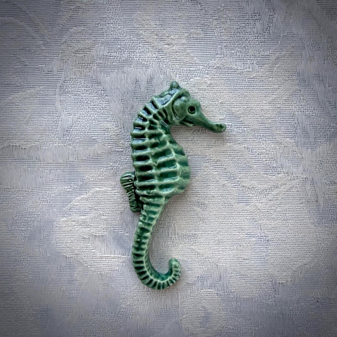 Green Ceramic Seahorse, Hand Painted Art Tile, Seascape Mosaic Supply ...