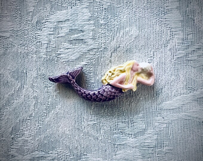 Purple Ceramic Mermaid for Mosaic Seascape Art, Beach House Backsplash ...