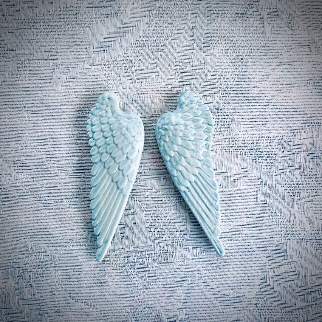 Pale Blue Ceramic Angel Wings for Mosaic Garden Decor, Stepping Stone ...