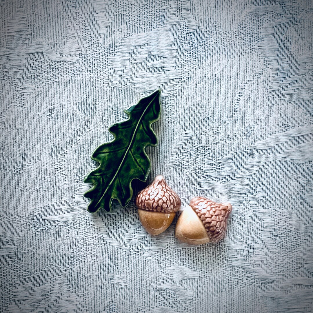 Acorns & Oak Leaf Ceramic Tiles for Mosaic Garden Art, Stepping Stone ...