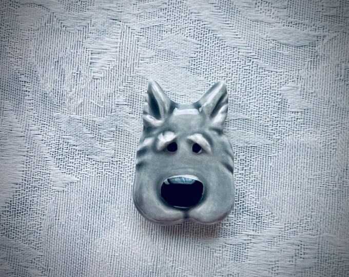 Gray Ceramic Dog Head for Mosaic Garden Art, Pet Memorial Stepping ...
