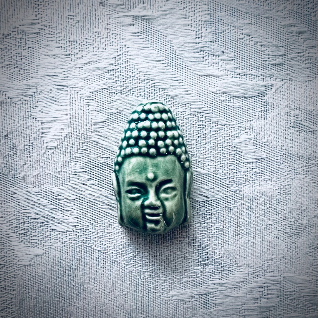 Green Ceramic Buddha Head for Mosaic Spiritual Art, Zen Gift, Hand ...