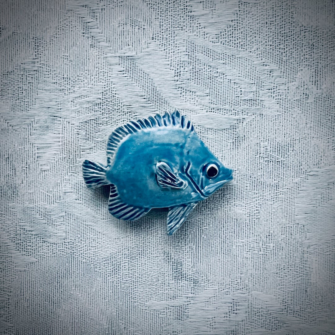 Blue Ceramic Fish for Seascape Mosaic Art, Sea Life Shower Tile, Hand ...