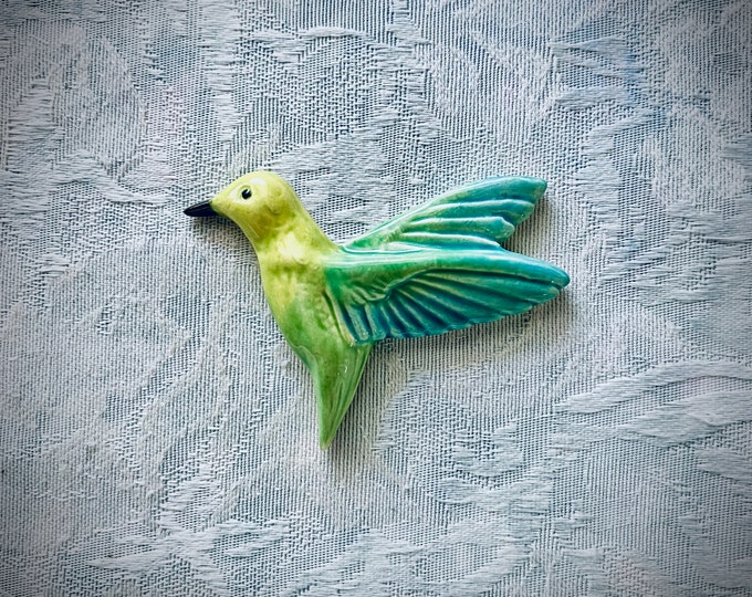 Green Ceramic Hummingbird for Mosaic Garden Art, Hand Painted Tile ...