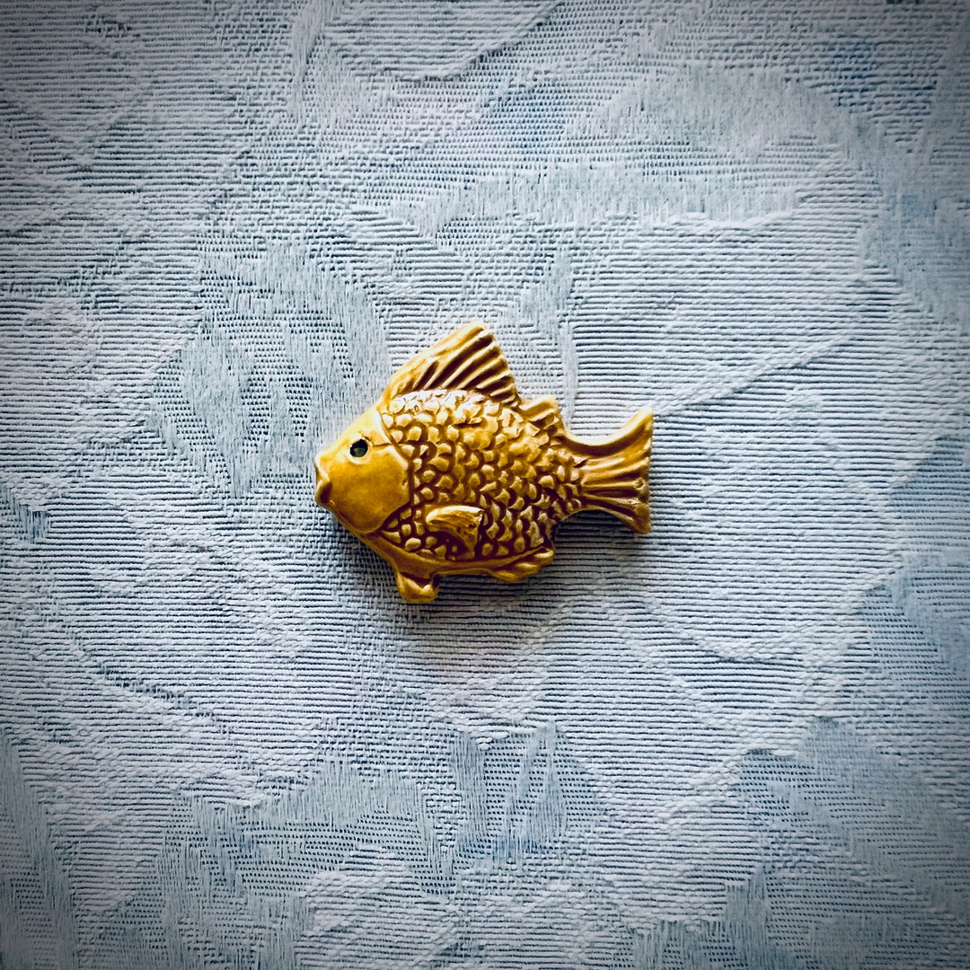 Gold Ceramic Fish Tile for Mosaic Seascape Art, Sea Life Shower, Hand ...