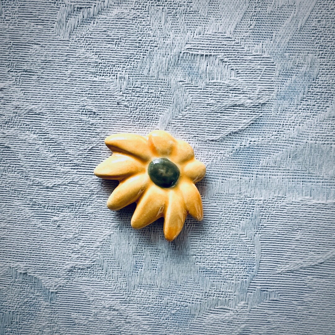 Small Gold Ceramic Sunflower for Mosaic Garden Art, Bird Bath or ...