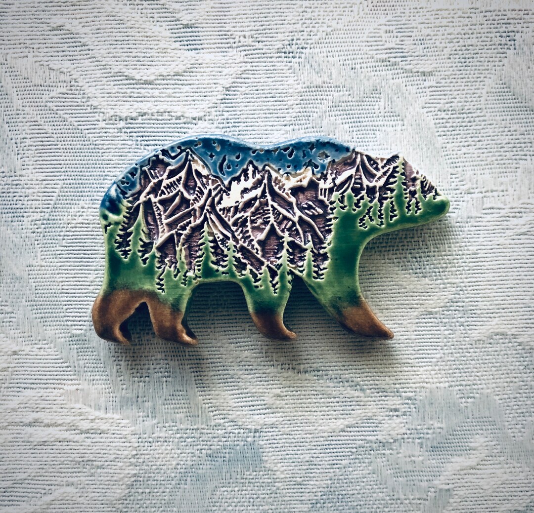 Ceramic Bear Tile for Northwest Mosaic Art, Mixed Media, Fridge Magnet ...