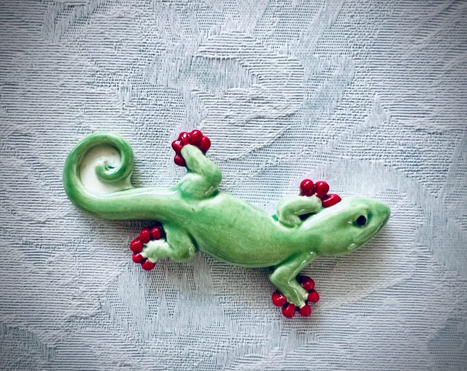 Red-toed Ceramic Gecko for Mosaic Garden Art, Stepping Stone or Plant ...