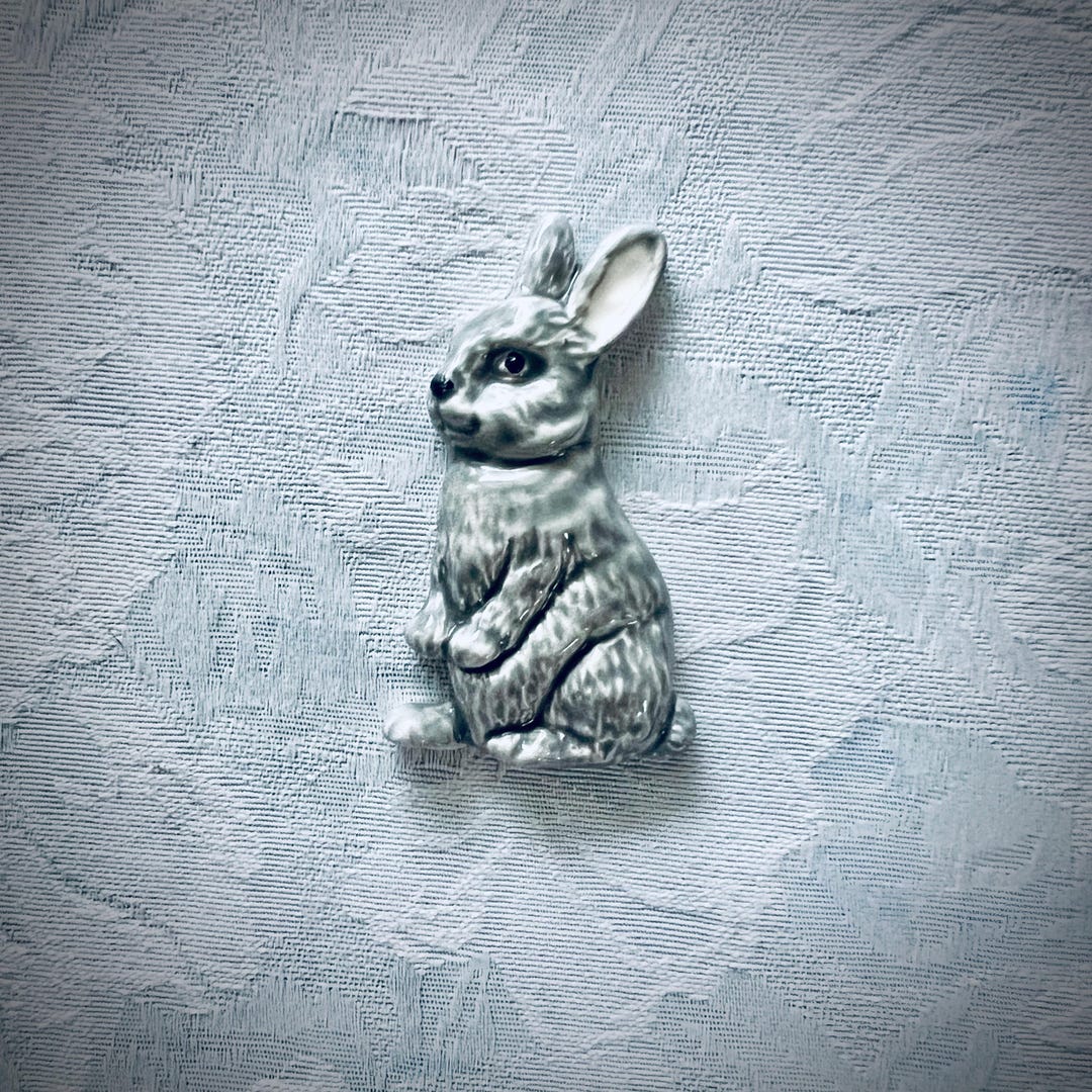 Gray Ceramic Rabbit for Mosaic Garden Art, Bunny Stepping Stone, Hand ...