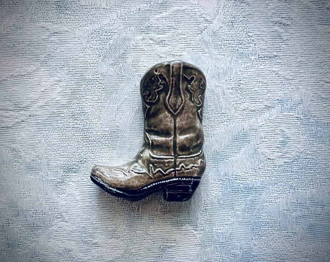 Gray Ceramic Cowboy Boot for Mosaic Art, Western Decor, Hand Painted ...