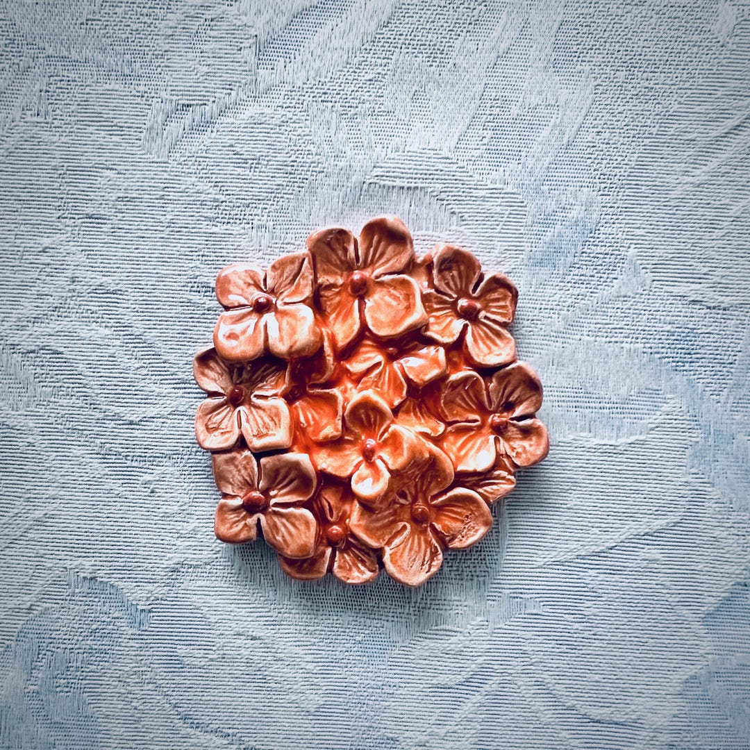 Orange Ceramic Hydrangea for Mosaic Garden Art, Stepping Stone or Bird ...