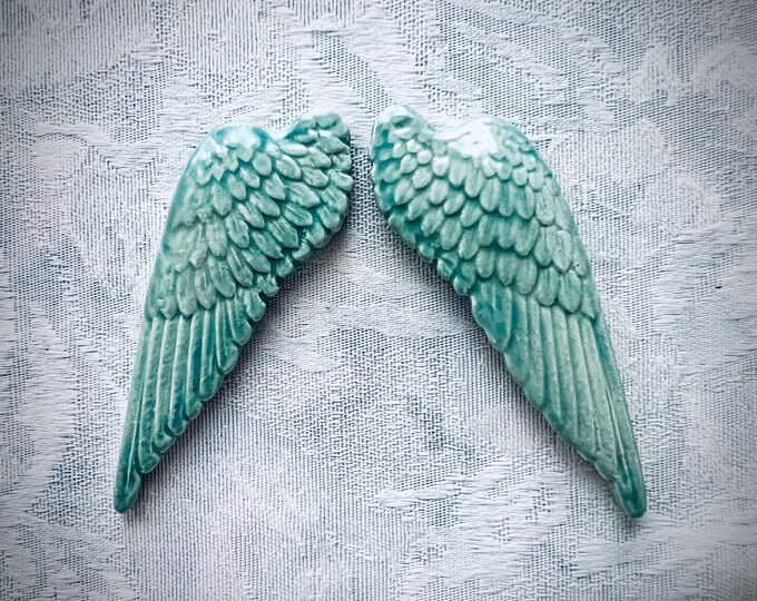 Aqua Ceramic Angel Wing Tiles for Mosaic Garden Art, Spiritual Stepping ...