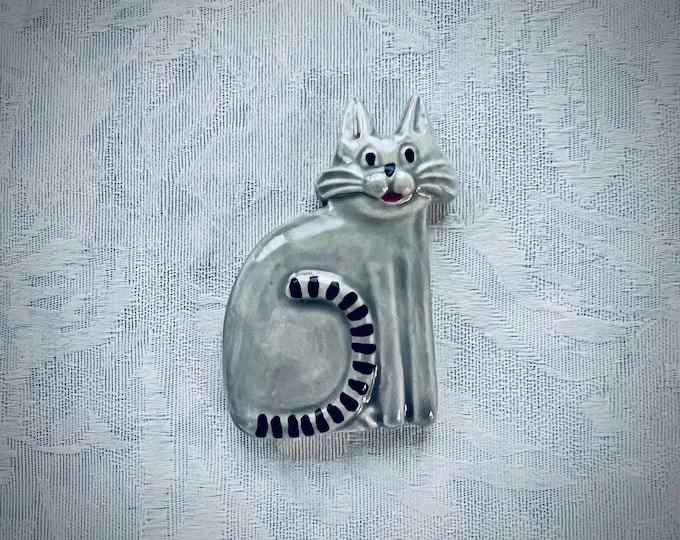 Ceramic Cat Tile for Mosaic Garden Art, Cat Lover Stepping Stone, Hand ...