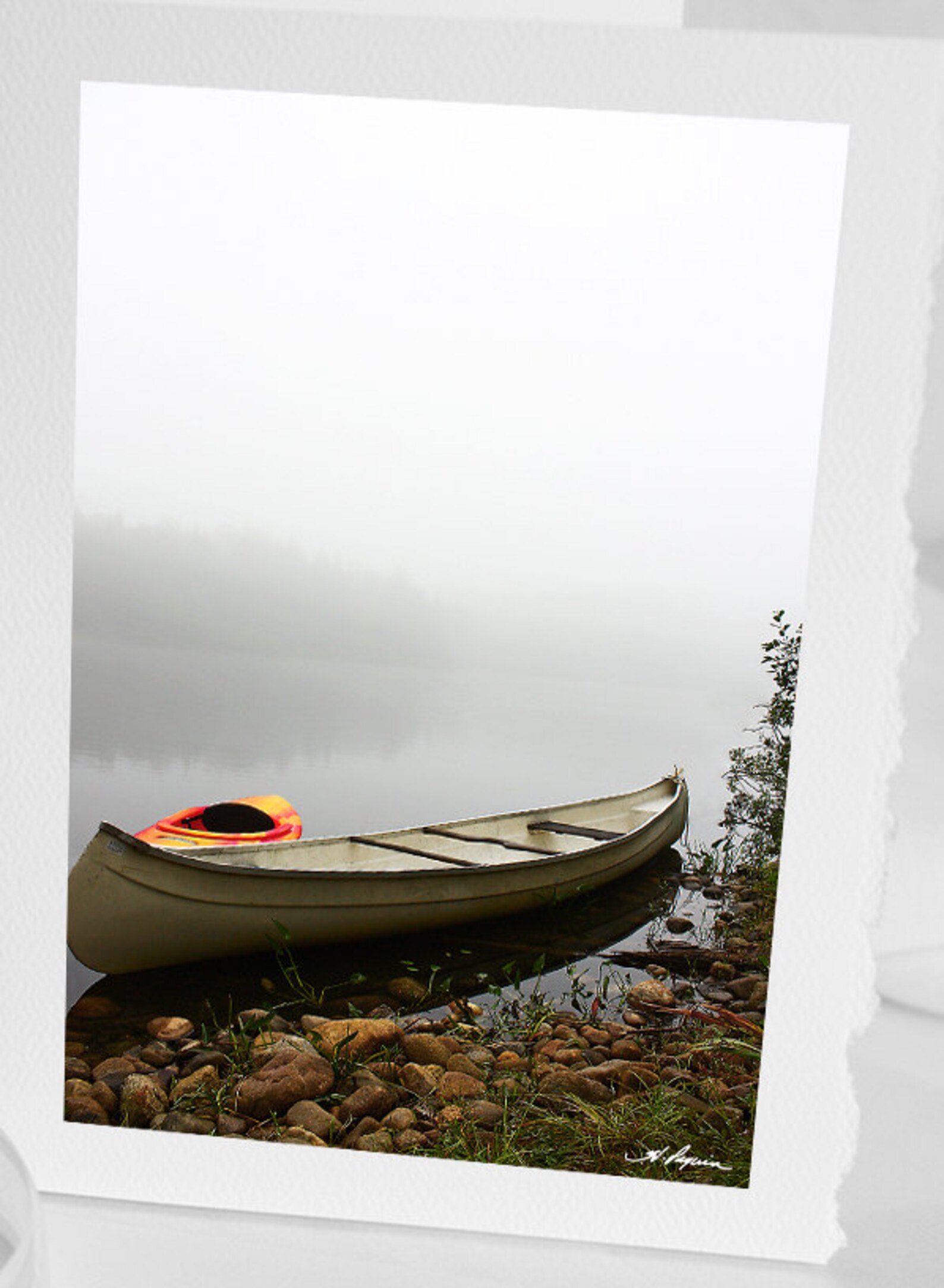 Canoe Kayak PRINT Fine Photo Room Wall Home Decor Country Fog Birthday ...