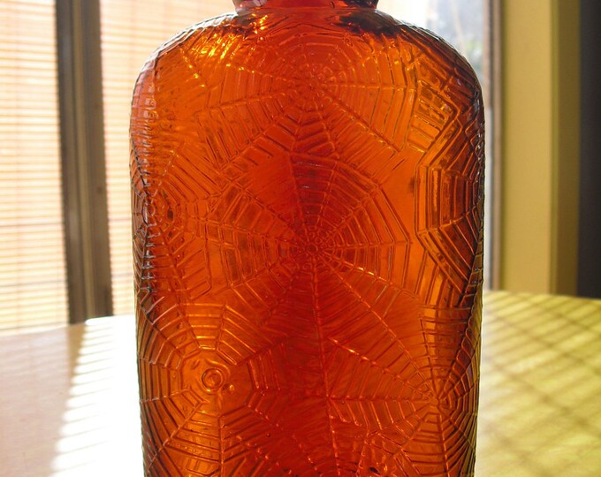 Amber Whiskey Flask With Spider Web Embossing - Etsy