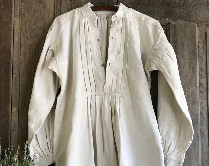 French Hemp Linen Chemise, Work Shirt, Nightshirt, Artist Smock ...