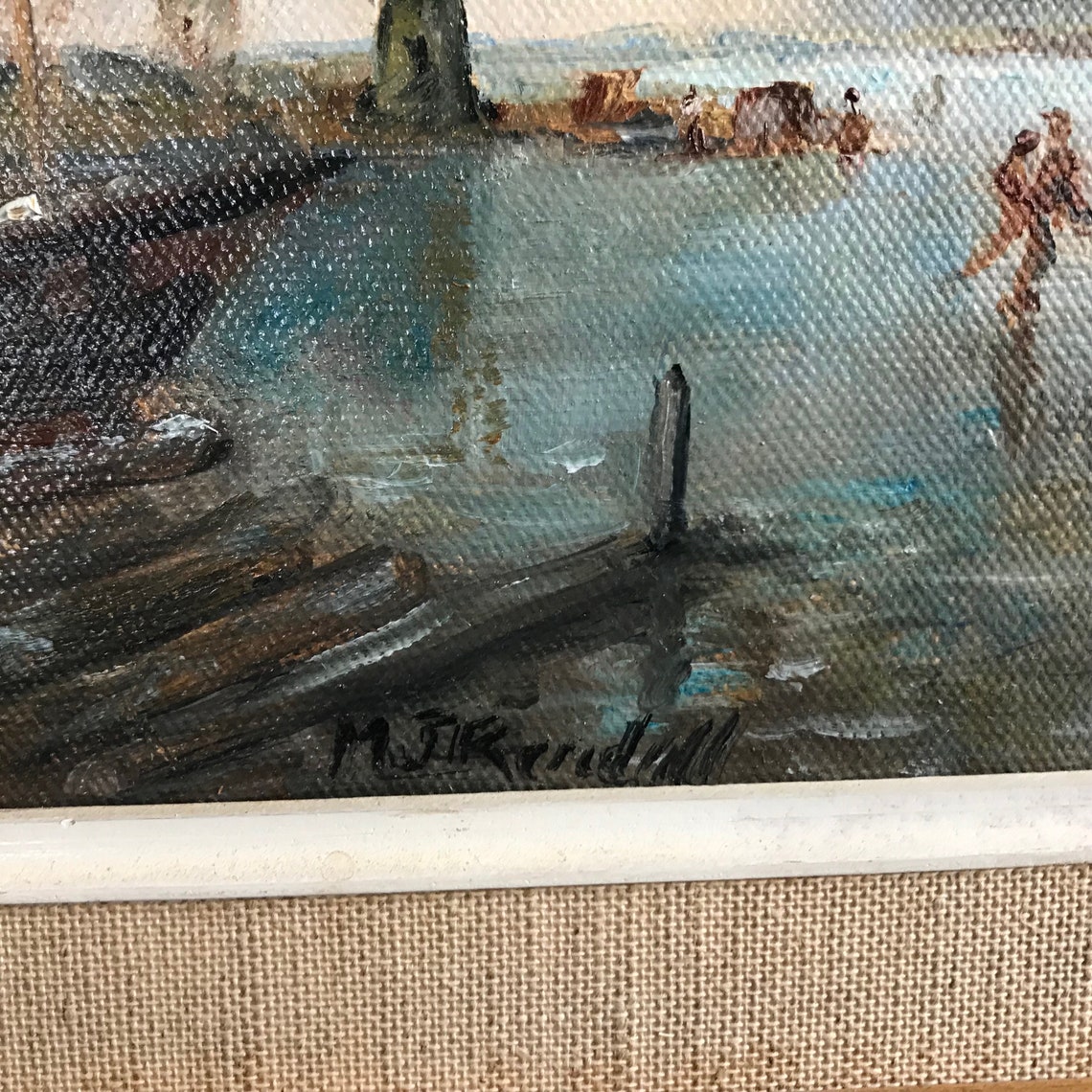Oil on Canvas Painting, MJ Rendell, British Painter, Dutch Pastoral ...
