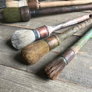 1 French Copper Paint Brush, Industrial Decor, Round Brush, Wood Handle ...