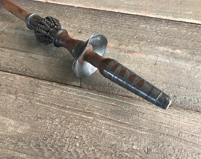 19th C Rare Spinners Distaff, Wand, Hand Spinning Tool, Wooden ...