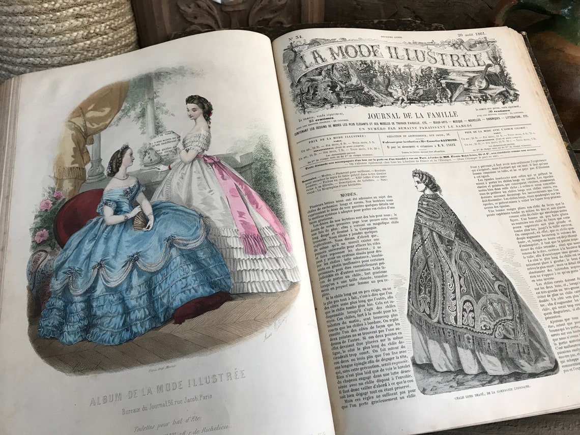 19th C French Leather Books 1860s La Mode Illustrée Fashion | Etsy
