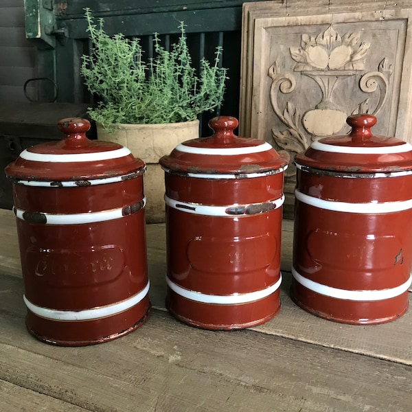 Enamel Canister - Etsy