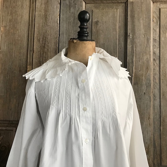 French Chemise Blouse, Ruffle Peasant Shirt, Ruffle C… - Gem