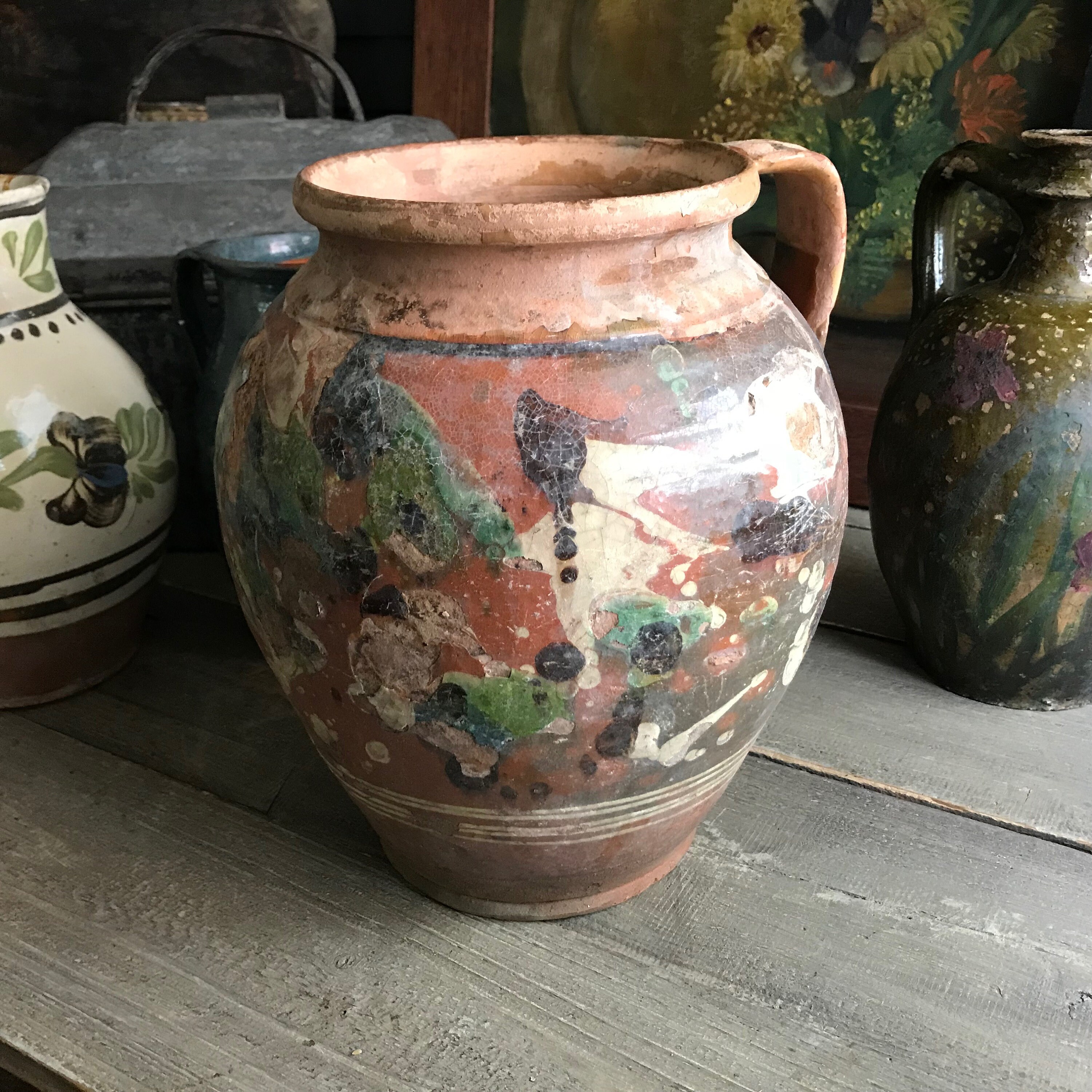 19th C French Jaspe Pottery Jug Marbled Paint Terra Cotta - Etsy