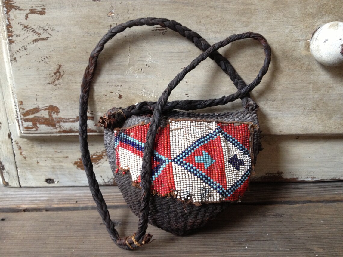 Antique Gathering Basket Beaded Primitive Native American or - Etsy