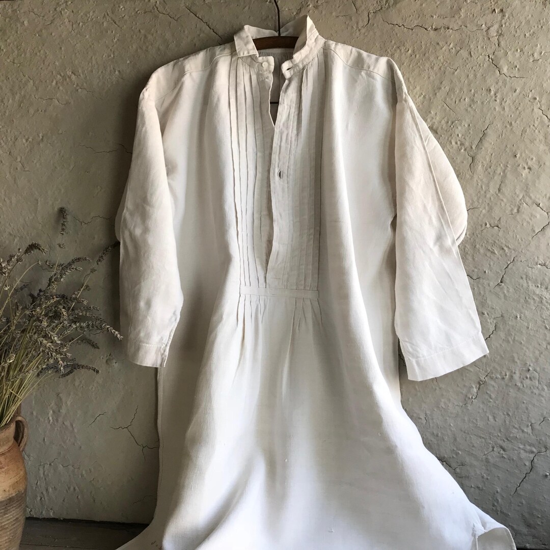 Rustic 19th C French Peasant Chore Shirt, Linen Chemise, Period ...