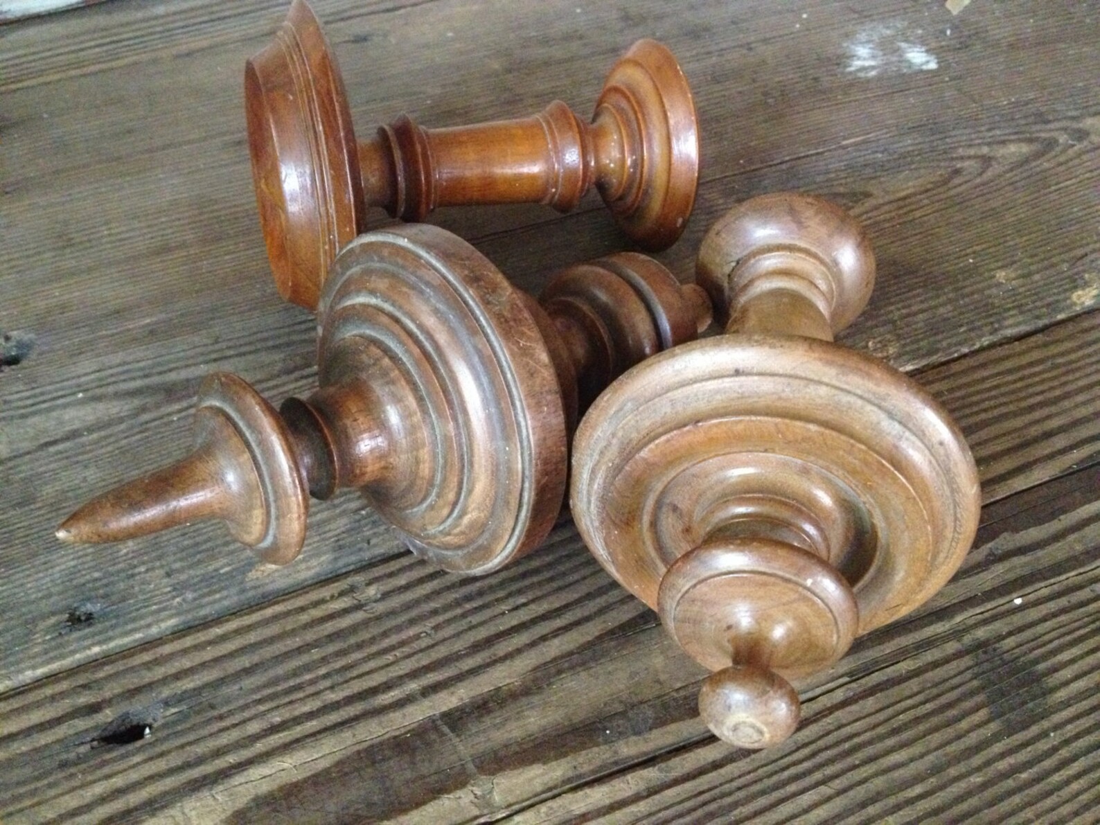 French Wood Drapery Finials Turned Wood Curtain Pole Rod Ends Tie Backs ...