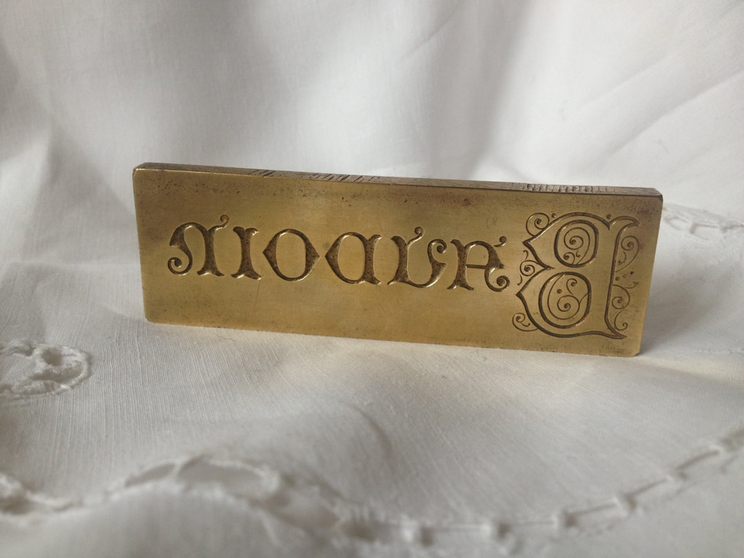 French Solid Brass Print Block, French Name Plate Monogram - Etsy