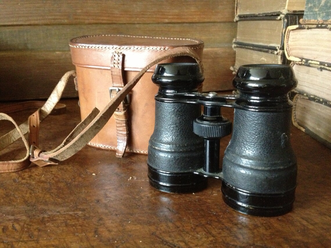 Leather Binoculars and Case Made in France Brown Leather Bag | Etsy