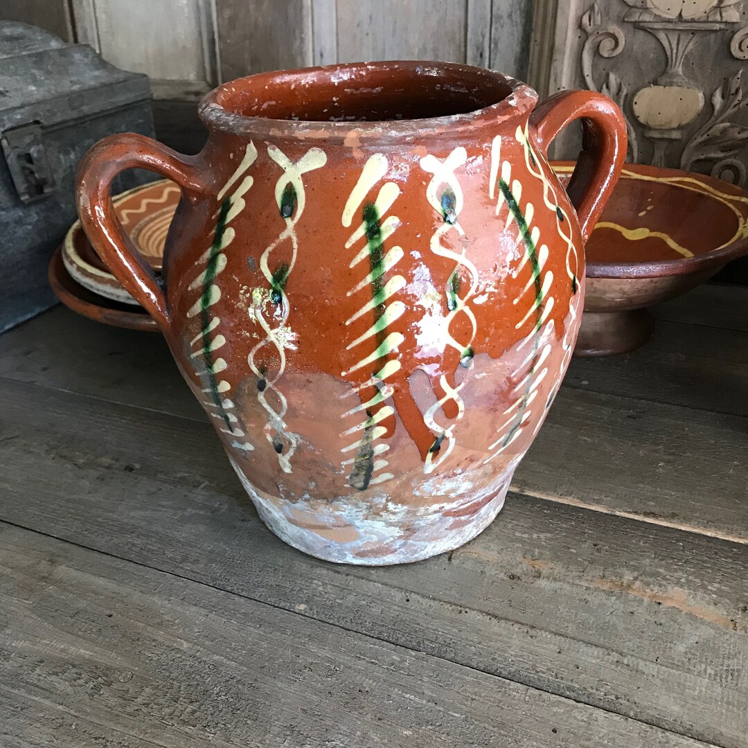French Pottery Jug, Val De Saône, Olive Oil, Confit, Rustic Terracotta ...