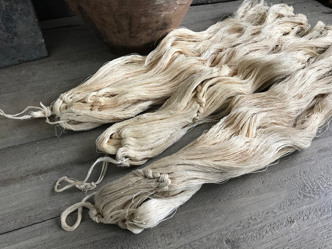 1 19th C French Hemp Thread, Home Spun, Hemp, Natural Thread, Weaving ...