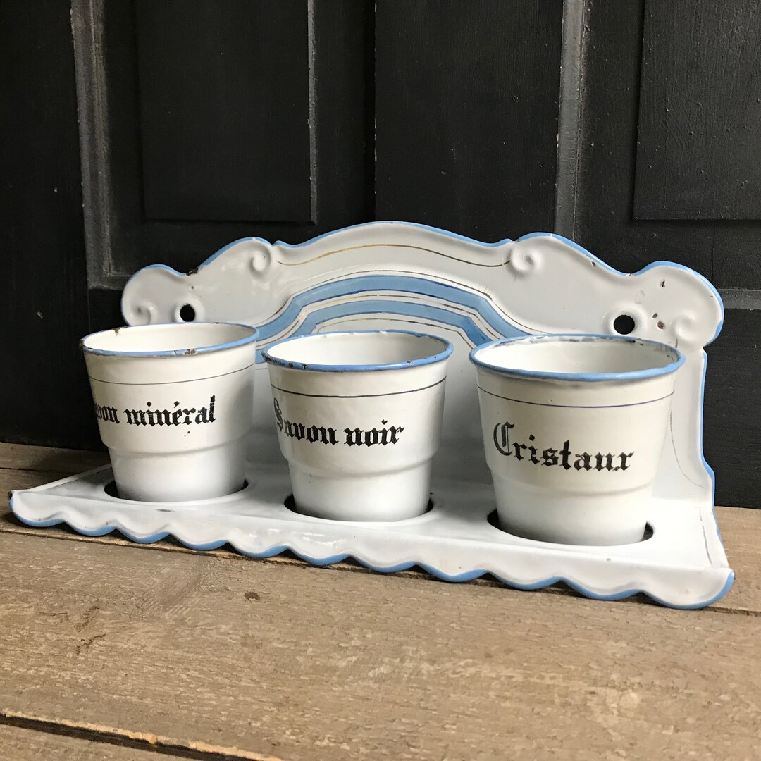 French Enamel Laundry Set of 3, Savon Noir, Mineral, Cristaux, French ...