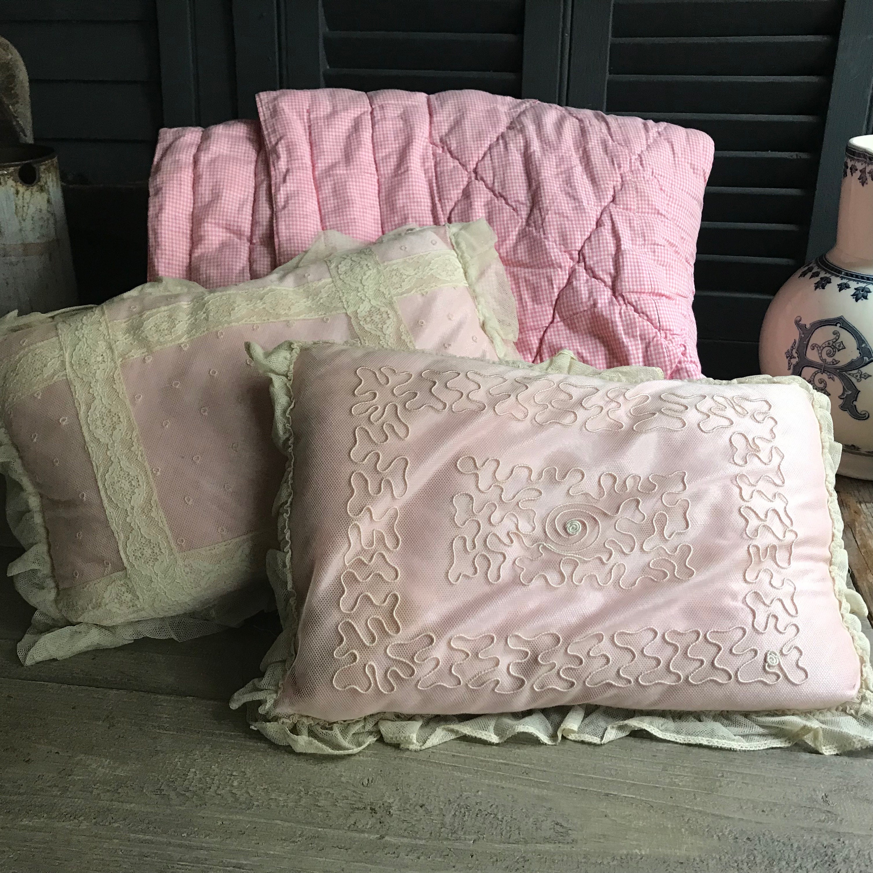1 Normandy Pink Lace Pillow French Lace Pink Silk Wedding | Etsy