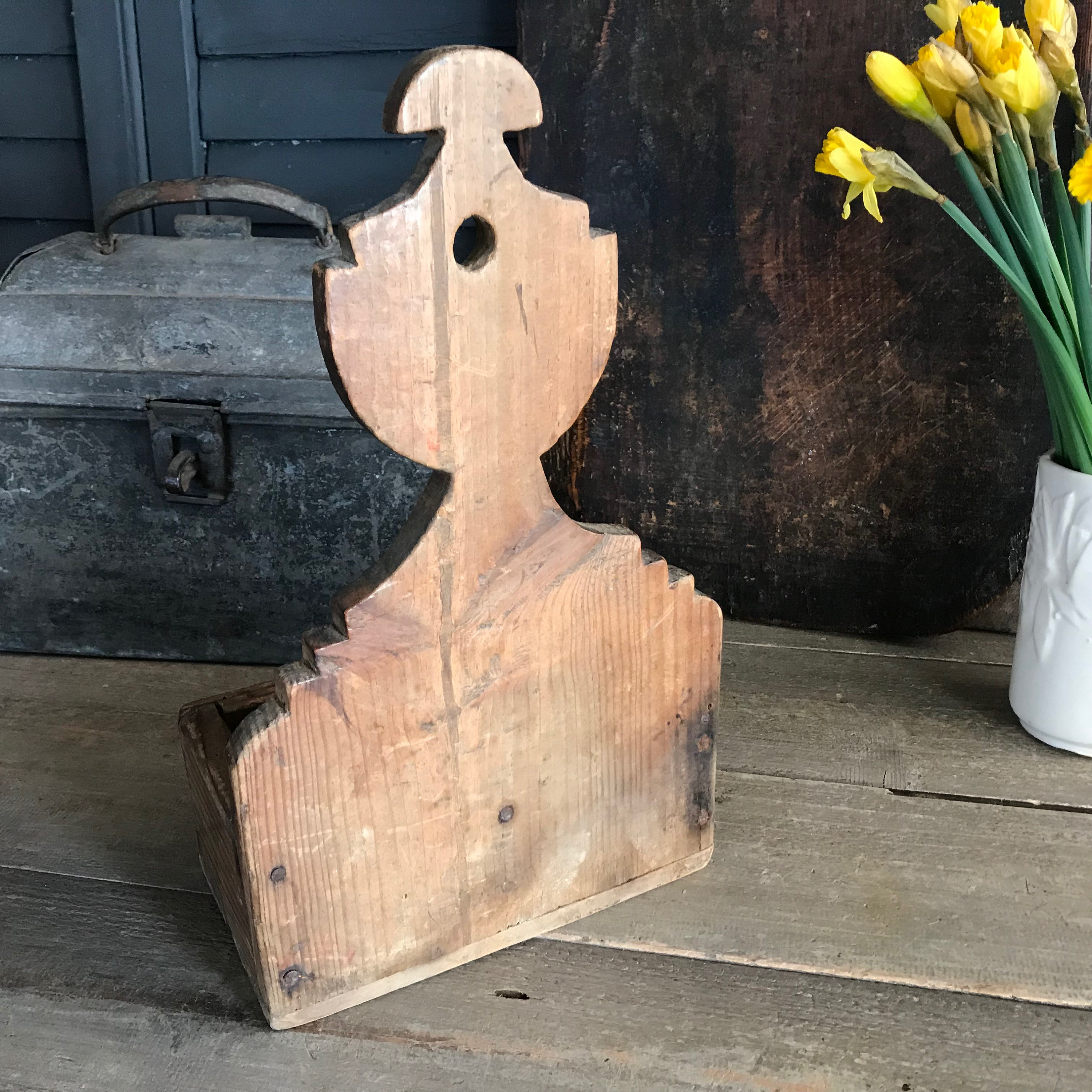 Antique Folk Art Salt Box, Rustic, Handcrafted, Wall Storage Keep ...