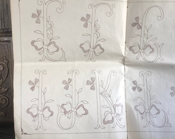 1900s French Embroidery Pattern Booklet, Heirloom Sheets, Alphabet ...