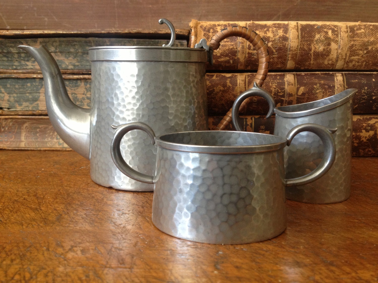 English Pewter Tea Set Art Deco Hammered Metal Tea Set | Etsy