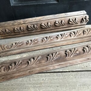 1 French Architectural Wood Frieze, Carved Wood Relief, Leaf Design ...
