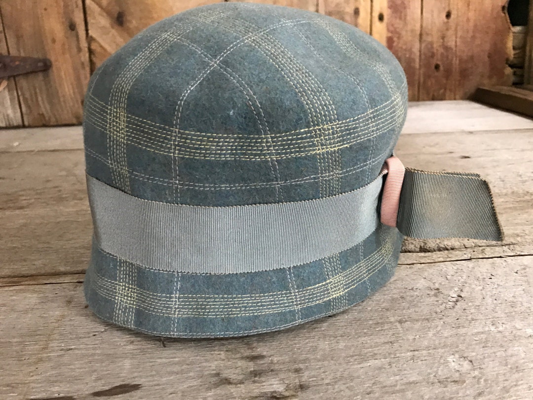 Gray Blue Wool Flapper Cloche Hat, Made in England, Downton Abbey Style ...