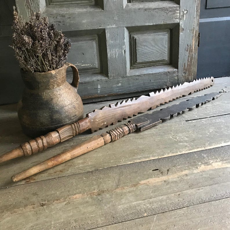 19th C Rare Spinners Distaff, Folk Art Wand, Handmade, Carved, Spinning ...