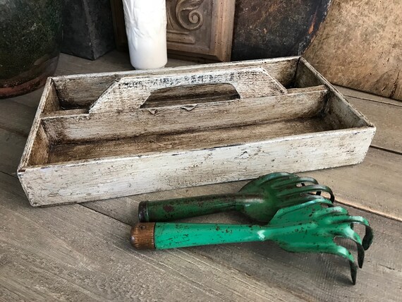 Rustic Wood Garden Plant Tray Carrier Organizer Cottage | Etsy