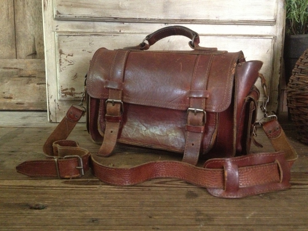 Leather Satchel Briefcase Handbag Rustic Crossbody Artisan Rustic Dark ...