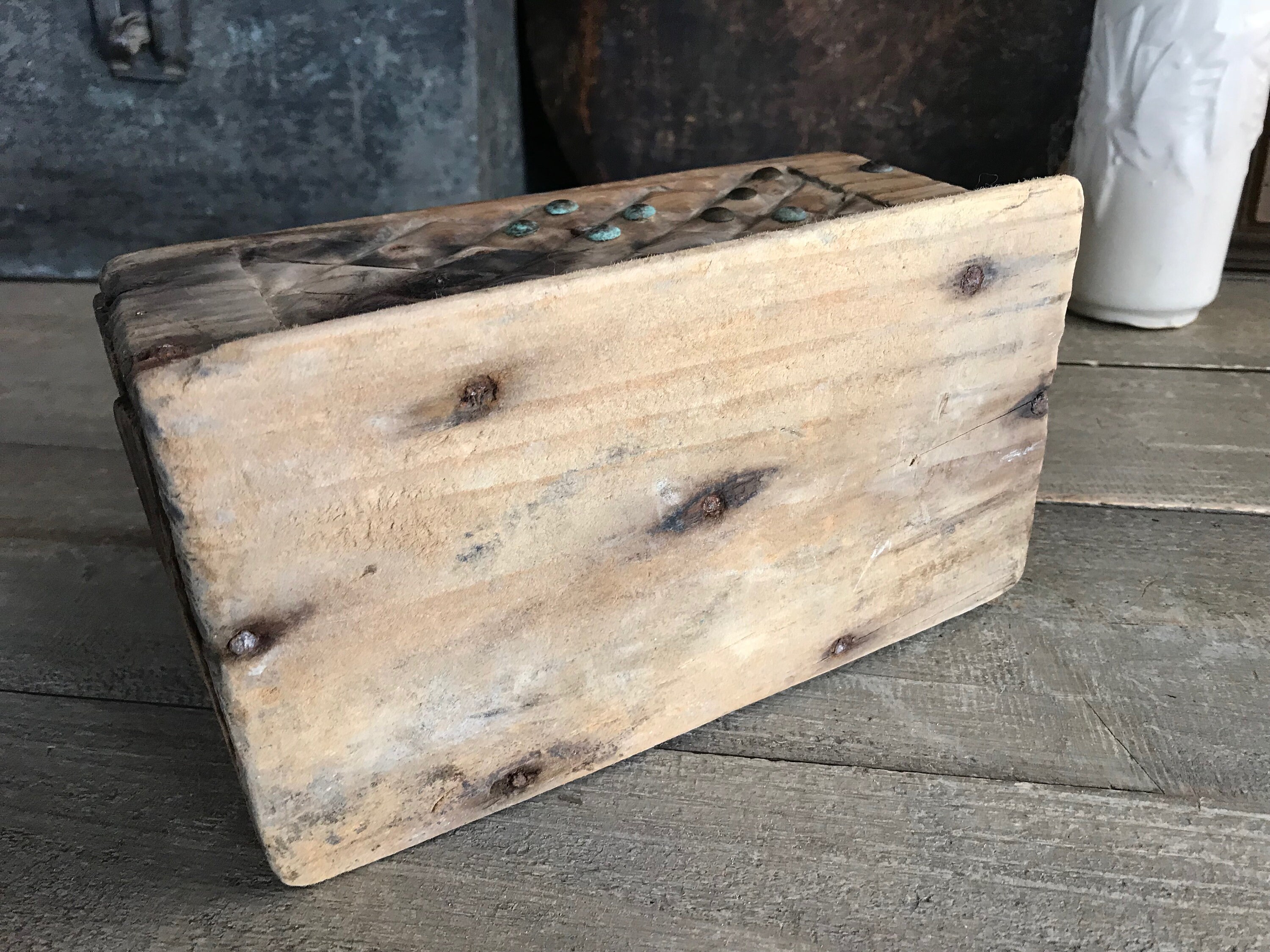 Antique Folk Art Salt Box, Rustic, Handcrafted, Wall Storage Keep ...